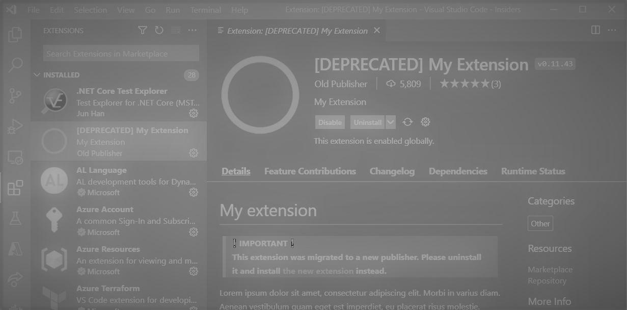 Migrating a VS Code Extension to another Publisher